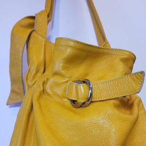 Innue | Bags | Innue Yellow Leather Hobo Purse | Poshmark